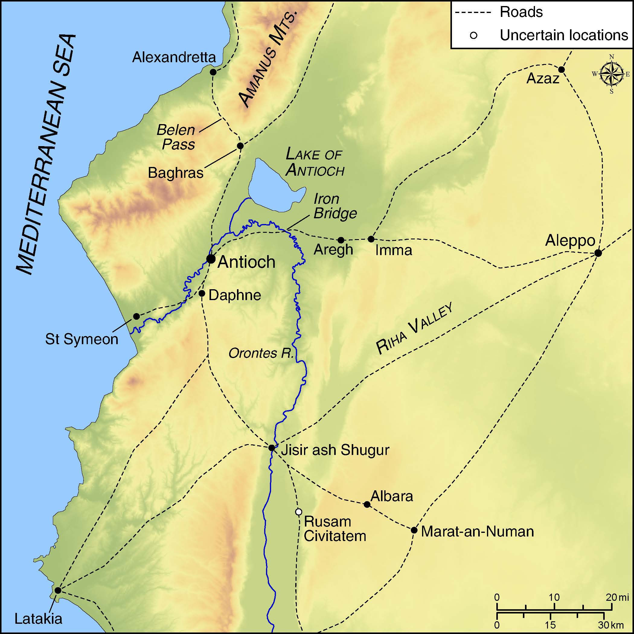 Map of Antioch and environs (by Gabriel Moss) | Dickinson College ...
