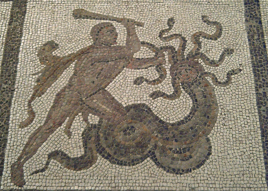 Hercules slaying the Hydra, detail of the Twelve Labors from a Roman ...