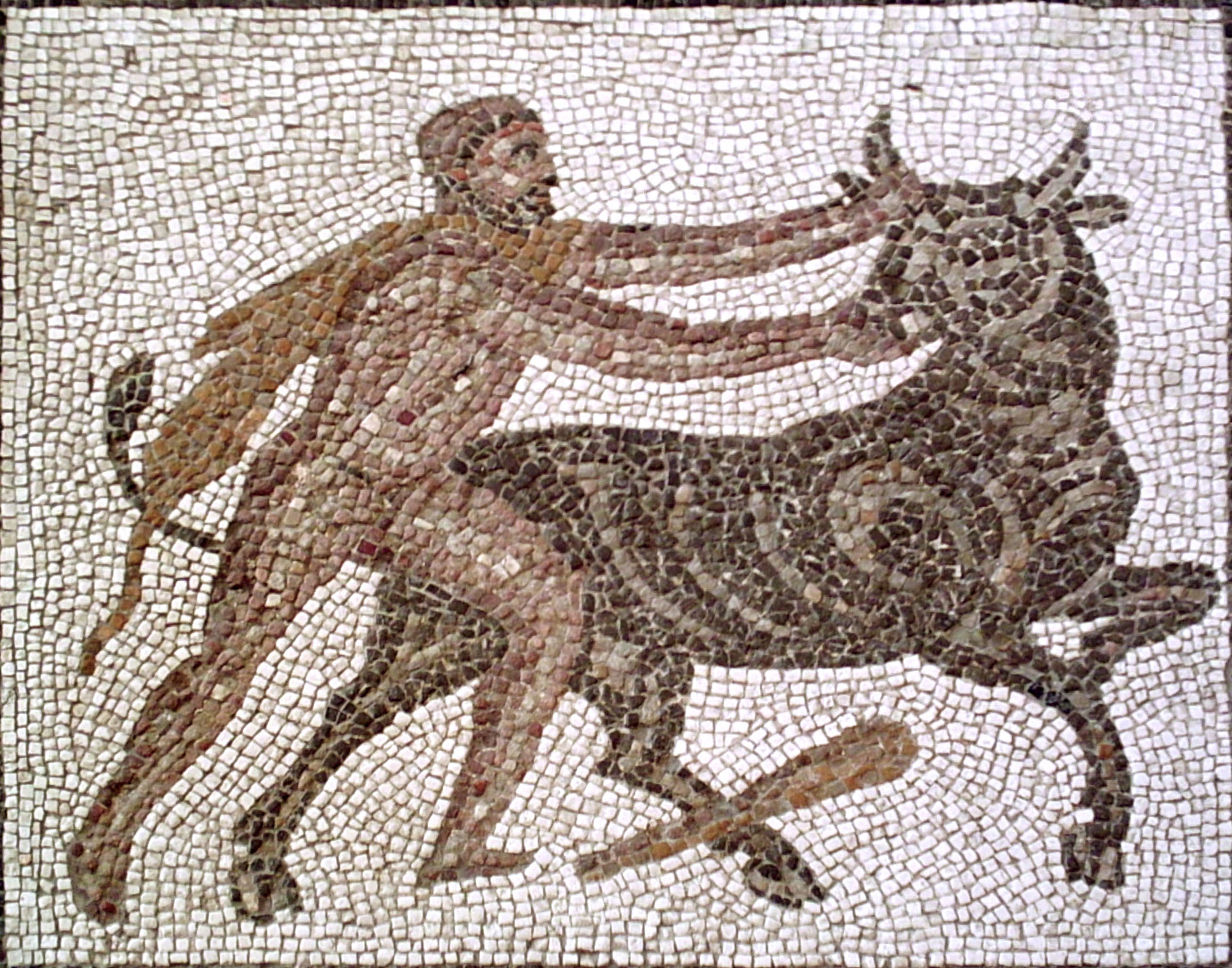 Hercules and the Cretan Bull, detail from a Roman mosaic from Llíria ...